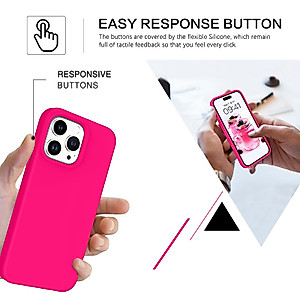 BENTOBEN Compatible with Magsafe for iPhone 14 Pro Max Silicone Case, Liquid Silicone Gel Rubber Bumper Microfiber Shockproof Magnetic Protective Phone Cover for iPhone 14 Pro Max 6.7", Hot Pink