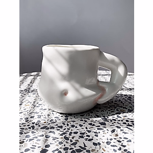 hesim Hand-Crafted Ceramic 14OZ Fat Belly Mug | Coffee Mug With Arm Handle | Fat Mug | Potbelly Coffee Mug | Father's Day Gift