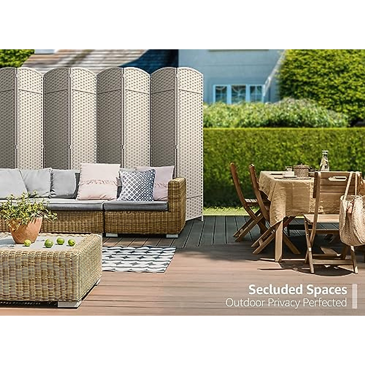 Sorbus 8 Panel Room Divider 6 ft. Tall - Privacy Screen, Extra Wide Double Hinged Panels, Mesh Hand-Woven Design, Partition Room Dividers and Folding Privacy Screens, Wall Divider for Room Separation