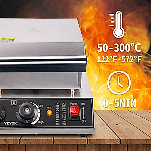 VEVOR Mini Dutch Pancake Maker, 1.7-Inch Diameter Mini Pancake Poffertjes Machine Electric Poffertjes for 25PCs Round Pancakes, 850W Commercial Pancake Maker, 50-300℃ Poffertjes Maker, Stainless Steel