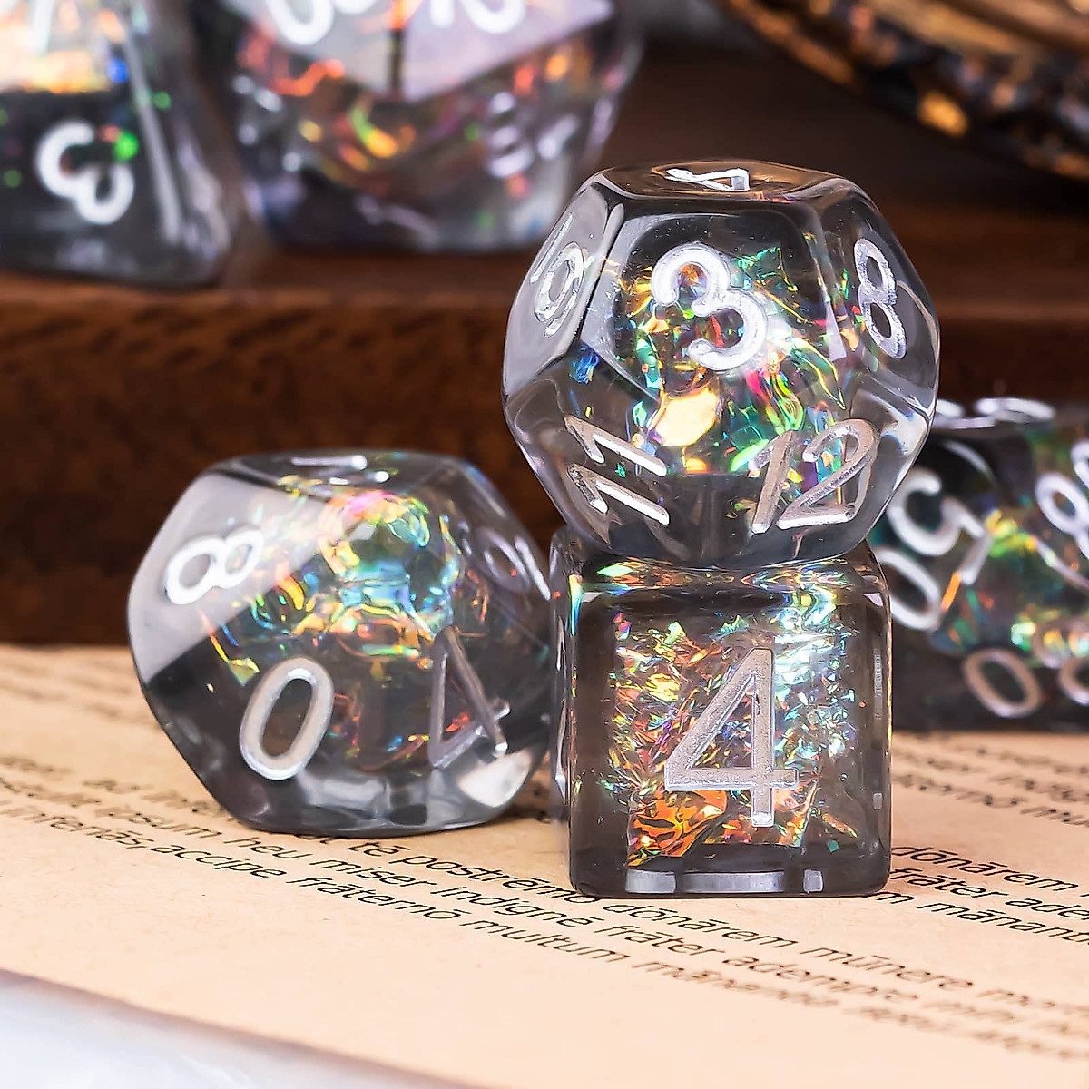 UDIXI 7PCS Polyhedral DND Dice Set, Characters's Weapons Design for Role Playing Dice Games as Dungeons and Dragons RPG MTG Table Games (Bard)