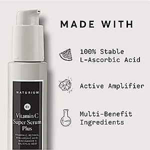 Naturium Vitamin C Super Serum Plus Retinol, Hyaluronic Acid, Niacinamide & Salicylic Acid, Smoothing & Brightening Facial Care, 1.0 oz
