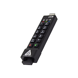Apricorn 256GB Aegis Secure Key 3 NXC 256-Bit Hardware-Encrypted USB 3.2 Type C Flash Drive, FIPS 140-3 Level 3 Validated (ASK3-NXC-256GB),Black
