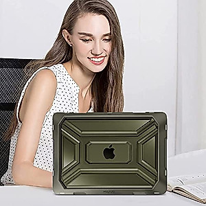 MOSISO Compatible with MacBook Pro 13 inch Case M2 2023 2022 2021 2020 A2338 M1 A2289 A2251 with Touch Bar Touch ID, Heavy Duty Plastic Hard Shell Case with TPU Bumper & Keyboard Cover, Army Green