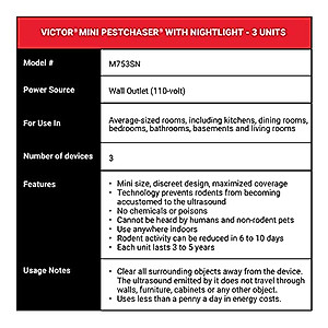Victor M753SN-1 3-Pack Mini PestChaser Rodent Repeller, White