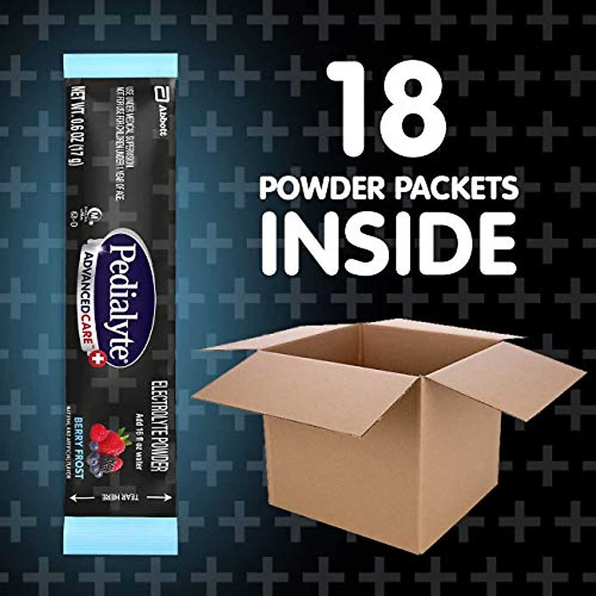 Pedialyte AdvancedCare Plus Electrolyte Powder, with 33% More Electrolytes and PreActiv Prebiotics, Berry Frost, Electrolyte Drink Powder Packets, 0.6 oz, 6 Count