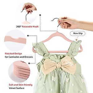 PIGLOG Kids Velvet Hangers, Pack of 50 Kids Hangers, Non-Slip Velvet Baby Hangers, 11.8 Inch Kids Felt Hangers, Durable Kids Clothes Hangers for Baby Toddler Children Closet, Hangers for Kids (Pink)