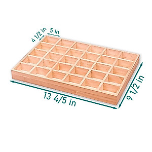 The Display Guys - Stackable Jewelry Tray and Organizer - for Drawers, Dressers, Store Display (30 Compartments, Natural Wood)