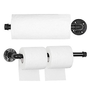 2 Pack Industrial Steel Pipe Kitchen Towel Holder. Bathroom Hand Towel Hanger. Wall Mounted Vintage Rustic Style Metal Rack