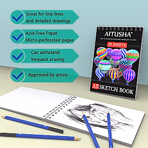 AITUSHA 36-Piece Professional Sketch Pencil Set with 50-Page Drawing Pad: Perfect Art Supplies for Artists, Beginners, Adults, and Teens