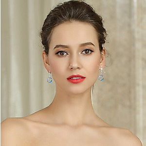 925 Sterling Silver Circle Earrings with Austria Crystal Leverback Dangle Earrings Hypoallergenic Jewelry for Women Mom (Aurore Borealis Crystal Earrings)