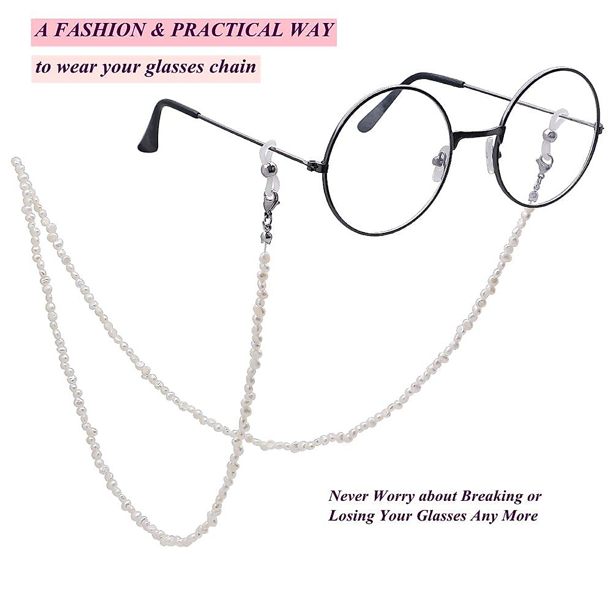 KAI Top Mask Lanyard Chain Face Mask Holder Chain Freshwater Pearl Eyeglasses Chain Sunglasses Chain for Women Girls Men
