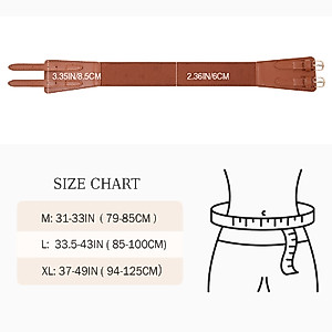 AWAYTR Double Buckle Women's Elastic Belt - Ladies Stretchy Wide Belts for Dresses, Leather Waist Belts for Women Jeans（Brown 31-33.5"）