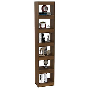 Natulvd 6 Tier Narrow Bookshelf, 78 Inch Tall Corner Bookcase with Open Shelves, Shelving Unit Display Rack Room Divider for Small Space Living Room, Kitchen, Bathroom, Balcony, Brown