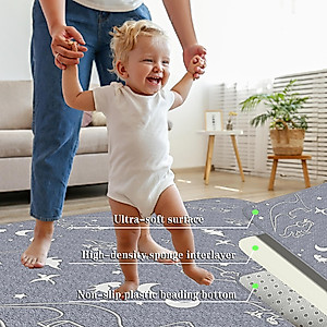 Eanpet Large Playroom Rug for Kids Glow in The Dark Star Area Rugs for Boys Girls Toddlers Bedroom Decorative 5x7 Grey Play Mat for Babies 1-3 Years