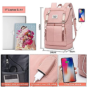 YAMTION Women Backpack School Bags for Teen Girls,College Student Bookbag for 17 Inch Laptop,Work Backpack Gym Backpack Computer Backpack with USB Charging Port