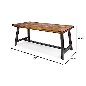 Christopher Knight Home Carlisle Outdoor Dining Table with Iron Legs, Sandblast Finish / Rustic Metal