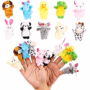 20Pcs Finger Puppets Set - Soft Plush Animals Finger Puppet Toys for Kids, Mini Plush Figures Toy Assortment for Boys & Girls, Party Favors for Shows, Playtime, Schools