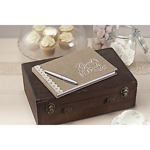 Ginger Ray Hessian and Lace Trimmed Burlap Wedding Guest Book, Vintage Affair