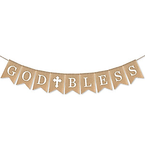 God Bless Baptism Banner, First Communion,Communion Party Banner, Christening Decoration Kit for Wedding, Baby Shower Party