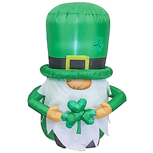 3.6 Ft Tall Inflatable St. Patrick's Day Gnomes Garden Decorations Air Blow up Home Yard Lawn Decorations Lucky Shamrock Sign for St Patrick Day Outdoor Indoor Decor