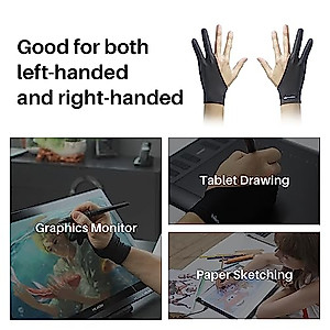 HUION Palm Rejection Artist Glove Two-Finger Glove for Graphic Drawing Tablet iPad Monitor Painting, Paper Sketching, Good for Left and Right Hand