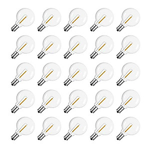 Meconard G40 Led Replacement Light Bulbs, E12 Screw Base Shatterproof Globe Bulbs for Outdoor String Lights, 1Watt Equvalent to 5 Watt Incandescent Bulbs,Warm White, 25Pack