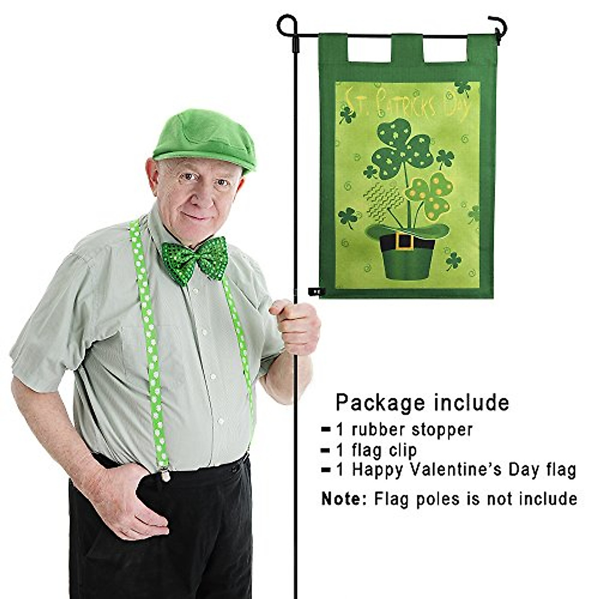 KUUQA Happy St. Patrick's Day Garden Flag Decorative Clovers Irish Green Shamrocks 12 x 18 Inches for Garden and Home Decorations