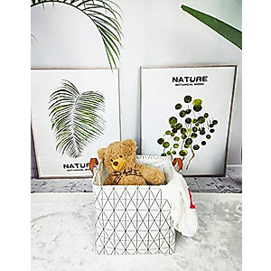 ASKETAM Square Canvas Collapsible Fabric Baby Toy Box Storage Bin Bedroom Decor Closet Kids Laundry Baskets Toy Organizer,Shelf Basket Nursery Storage,Gift Baskets(Geometric Rhombus)