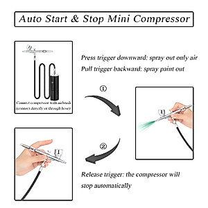 Casubaris cordless Portable Airbrush kit with Compressor,Rechargeable and replaceable auto Stop Dual Action air Brush Pen,Match Different Airbrush Guns for Barbers Model Painting Nail Art Craft Makeup