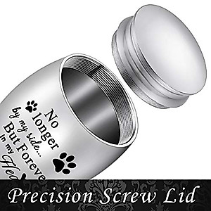 Small Cremation Urn for Dog Ashes 1.57 Inches Mini Pet Ashes Urn Stainless Steel Ashes Keepsake - No Longer by My Side Forever in My Heart