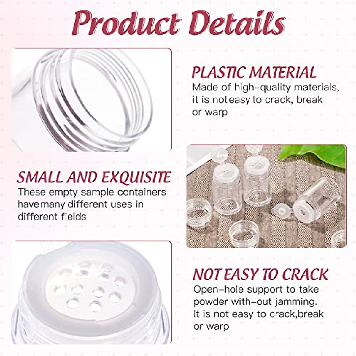 RAYNAG 6 Pieces Mini Empty Loose Powder Bottle Travel Cosmetic Glitter Powder Eye Shadow Powder Box with Sifter and Lids (3 Style)