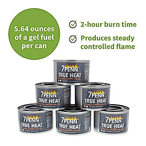 7Penn Gel Fuel True Heat Bio Ethanol 2 Hr Cooking Fuel 6pk – Food Warming Heated Cans, Chafing Dish Burner Buffet Warmer