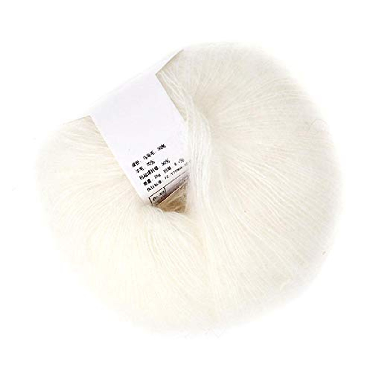 Popular Multi Color Soft Mohair Fiber Long Angora Wool Hand Knitting Yarn Roving for Weave Scarves (White)