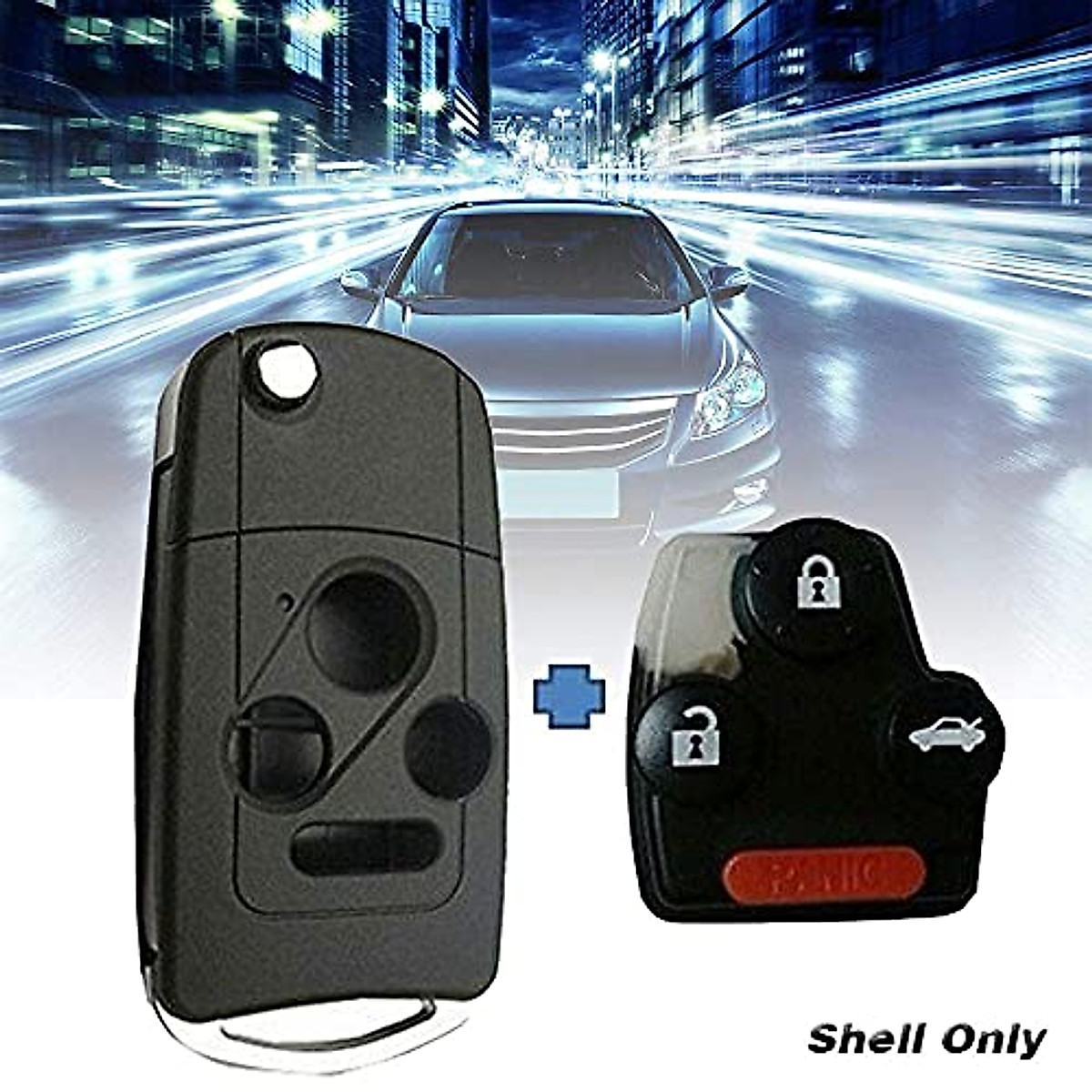 CAUORMOTE Keyless Entry Key Fob Cover for 2005-2013 Honda Accord/2005-2013 CR-V/2005-2013 Pilot/2007-2013 Fit Key Fob Shell Case (KR55WK49308, OUCG8D-380H-A), Set of 2