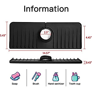 KOME LEATHER SZKMG 2022 Silicone Splash Guard for Kitchen Sink Snugly Fit for Handle Drip Water Catcher Silicone Mat Draining Water Pad Bathroom Kitchen Bar Sink (Black1)