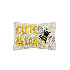 Peking Handicraft 30TG509C12OB Cute as Can Bee Poly Filled Hook Pillow, 12-inch Length, Wool and Cotton