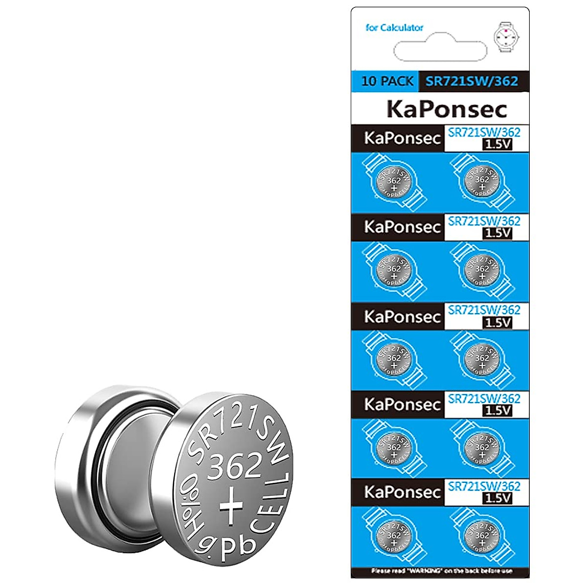 KaPonsec SR721SW 362 361 1.55v Watch Battery 10 Count (Pack of 1)