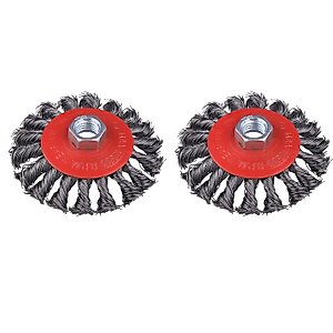 WENORA Wire Wheel for 4 1/2 Angle Grinder, 2 Pack 4 Inch Twist Knotted Wire Wheel for Grinders, with 5/8 Inch-11 Threaded Arbor, Angle Grinder Wire Wheel for Heavy&Light Duty Work