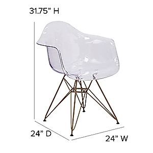 Flash Furniture Allure Series Transparent Side Chair with Gold Base