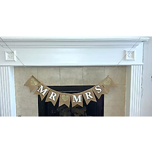 Shimmer Anna Shine Mr and Mrs Burlap Banner for Wedding Party Decorations