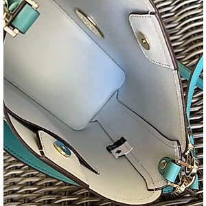 Kate Spade Darcy Small Bucket Bag Crossbody Stone Blue Leather