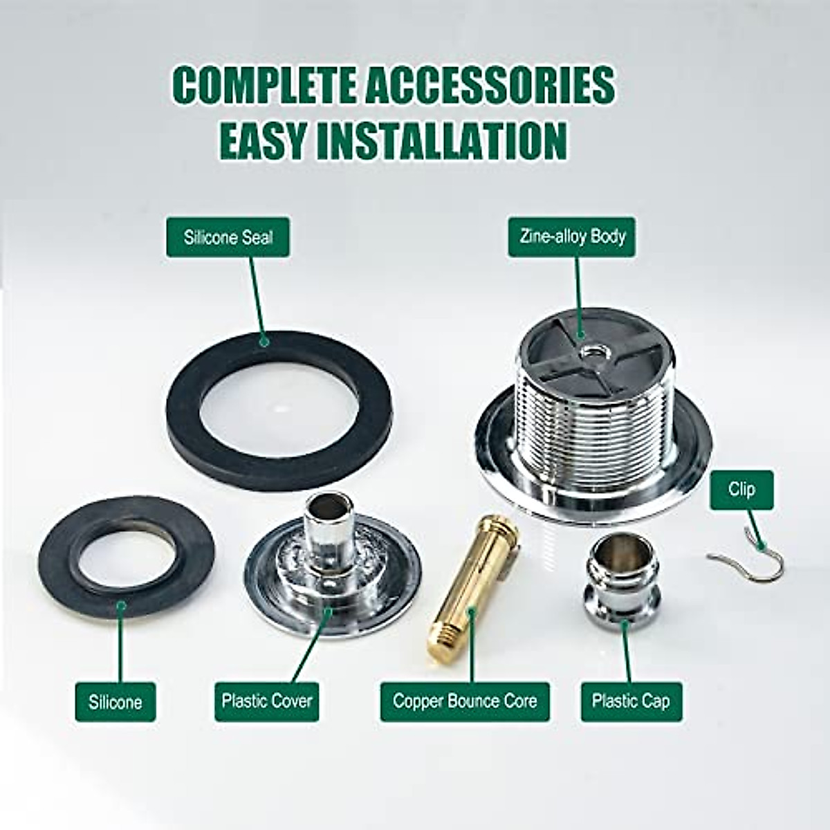 VATTNO Tub Drain Kit 1-7/8" Bathtub Drain Strainer for American Standard Tubs Bath Tub Drain Chrome Finish (02)