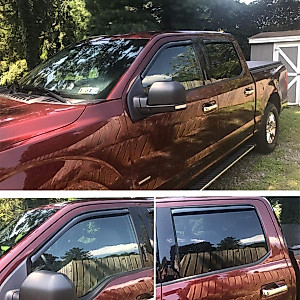 Lightronic WV194975 in-Channel Side Window Deflectors & Visors Rain Guards, Dark Smoke, 4-Pieces Set, Fits 2015-2024 Ford F-150 SuperCrew, 2017-2024 F-150 Raptor, 2022-2024 F-150 Lightning, SuperCrew