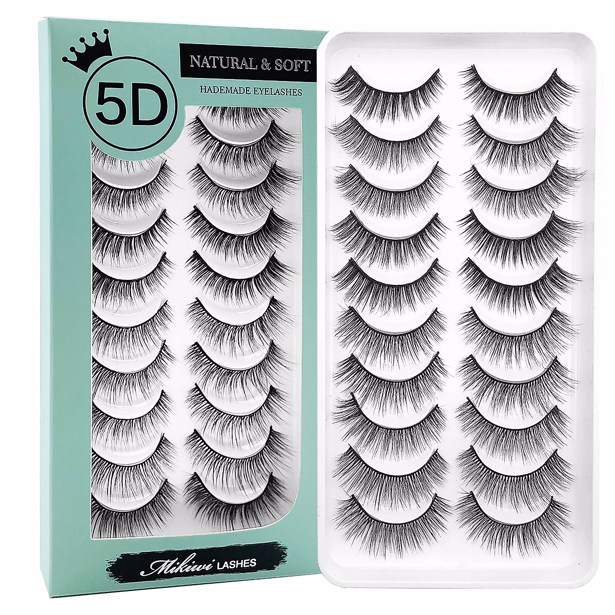 Mikiwi Lashes False Eyelashes 10-12mm Natural Fake Lash Fluffy Light Volume Faux Mink Lashes 10 Pairs Pack Eye lashes