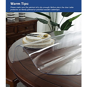 42 Inch Round Clear Plastic Table Protector for Dining Room Table PVC Tablecloth Protective Cover Pad Wood Furniture Vinyl Desk Blotter Mats Table Runner Pad for Kitchen Countertop Coffee Table