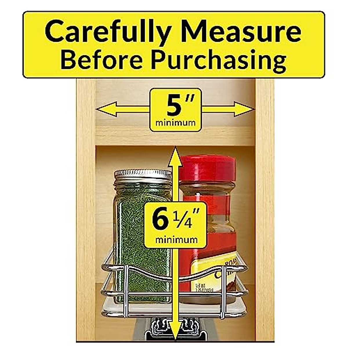LYNK PROFESSIONAL® Pull Out Spice Rack Organizer for Cabinet - Lifetime Limited Warranty - Slide Out Rack - 4-1/4 inch Wide Sliding Spice Organizer Shelf - Chrome