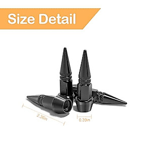 Osilly Car Tire Valve Caps, 4PCS Long Impale Spike Style Aluminum Alloy Auto Tire Wheel Valve Stem Caps, Dustproof & Waterproof, Universal for Cars, SUVs, Trucks, Bicycles and Motorcycles (Black)