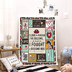 Nurse Blanket Ultra Soft Microfiber Plush Sherpa Throw Blankets Gifts for Women Girls Best Friend Thick Warm Cozy Fuzzy(Nurse-9,(51'' x 59''))
