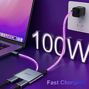 USB C to Dual HDMI Adapter 4K@30Hz, KOZYC USB C Hub Multiport Adapter with 2xHDMI, USB 3.0, 100W PD, Support USB C to HDMI Splitter Extended Display for MacBook Pro (MST is not Supported on MacOS)